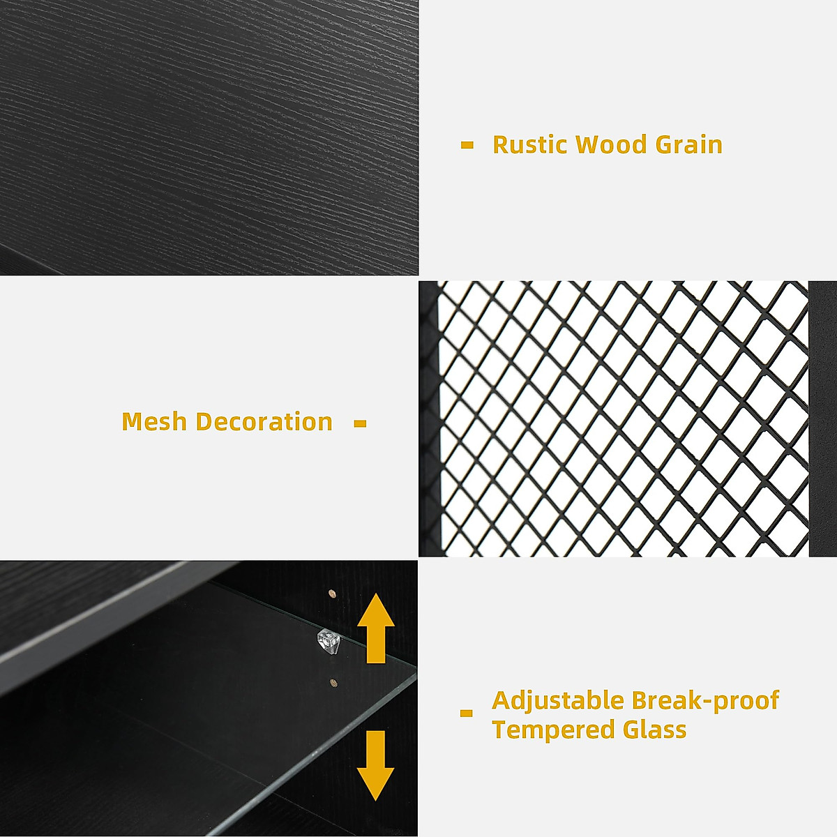 DWVO LED TV Stands for Living Room, Entertainment Center with Storage, TV Stand for 70 65 inch TVs, TV Console Cabinet with Power Outlet, Gaming Media Stand, Black