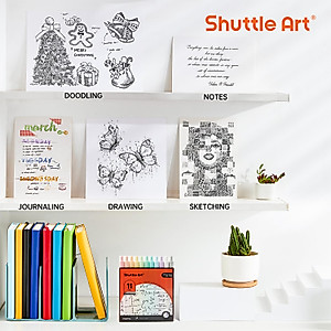 Retractable Pastel Gel Ink Pens, Shuttle Art 11 Pack Black Ink Pens, Cute Pens 0.5mm Fine Point for Writing Journaling Taking Notes School Office Home