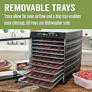 LEM Products MightyBite 10-Tray Dehydrator, Food Dehydrator for Beef Jerky, Meat, Vegetables, and Fruits, Includes Dryer Machine and 10 Trays, Black
