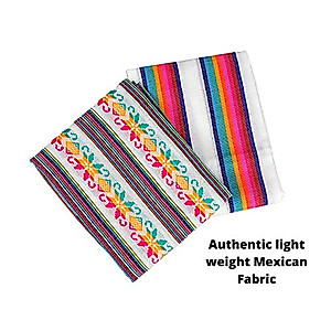 2 Yards Mexican Fabric, White Fabric by The Yard, Mexican Embroidered, Fiesta Decoration, Cinco de Mayo, Tela Mexicana.