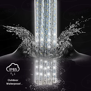 Ponwec 24 Tubes 576 LEDs Meteor Shower Rain Lights 12.2 inch Falling Rain Lights Icicle Rain Drop Lights Waterproof Cascading Lights for Christmas Halloween Holiday Party Wedding Patio Outdoor (White)