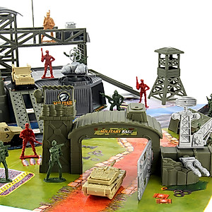 LOVE LIFE 62 Pieces Military Base Set Army Men Toy Mini Action Figures Playset with Vehicles,Soldiers and Play Map Birthday Gifts for 3 4 5 6 7 8 Year Old Boys Girls Kids