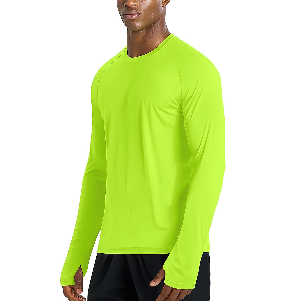 Mens UPF 50 Long Sleeve Shirt(Neon Green,XXL)