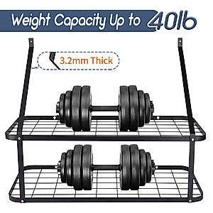 ROTTOGOON Wall Mounted Pots and Pans Rack, 2 Tier Pot and Pan Organizer 30 Inch Wall Pot Rack with 12 Hooks Kitchen Rack Organizer