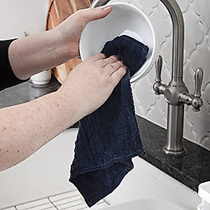 Ritz Royale Collection 100% Combed Terry Cotton, Highly Absorbent, Kitchen Dish Cloth Set, 13-3/4" x 12", 3-Pack, Solid, Federal Blue