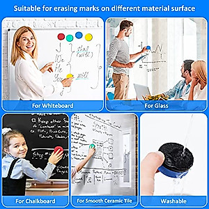 EAONE 48 Pack Dry Erase Eraser, Magnetic Whiteboard Erasers Mini Circle Dry Eraser Chalkboard Cleaner Bulk for Kids Students Classroom, Homeschool and Office(1.97 x 1.97 inch, 4 Colors)