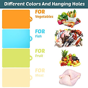 20 Pcs Flexible Cutting Board Mats Plastic Cutting Mats Non Slip Chopping Board Dishwasher Safe Anti Skid Extra Thick Cutting Mats with Food Shaped Hanging Holes for Kitchen Food