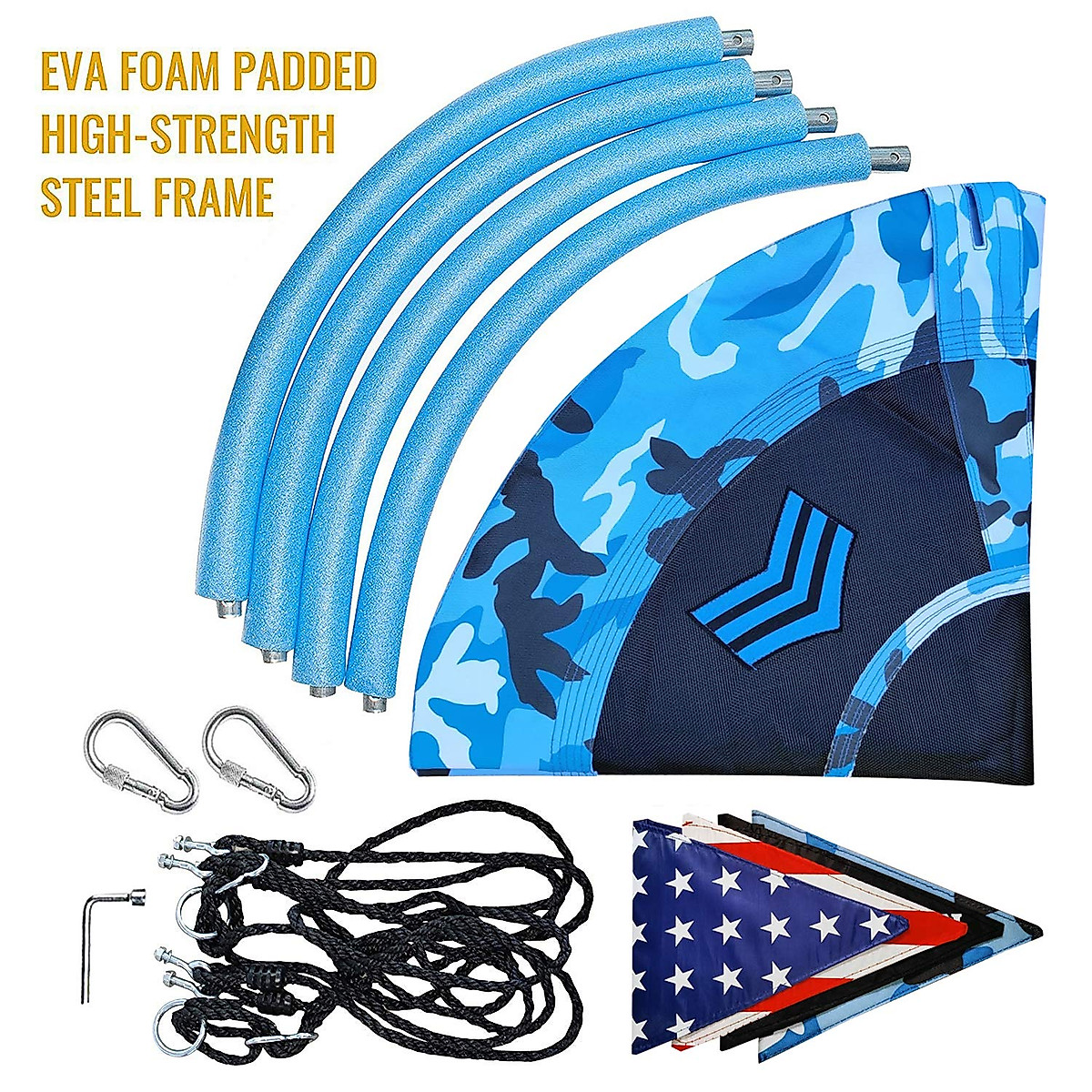 Royal Oak Saucer Tree Swing,Giant 40 Inches with Carabiners and Flags, Heavy duty 1680D Oxford Fabric,700 lb Weight Capacity, Steel Frame,Waterproof, Easy Install Step by Step Instructions (Camo Blue)