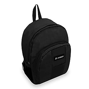 Everest Luggage Backpack with Front and Side Pockets, Black, Large
