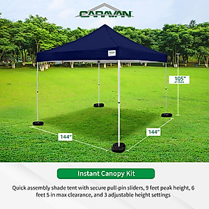 Caravan Canopy V-Series 12 x 12' Tent Sidewalls with V-Series 2 12 x 12' Pop-Up Tent Slanted Leg Instant Canopy & 4 6-Pound Cement Weight Plates