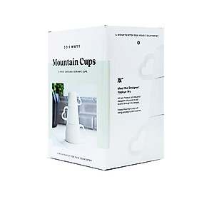 30 Watt Mountain Ceramic Cups, 3 Cup Sizes - Tea, Coffee, & Espresso Cup, Space-Saving Stackable Mugs, Microwave & Dishwasher Safe, Gifts for Birthday, Christmas or Housewarming