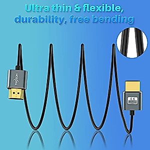 Twozoh Flexible & Slim HDMI Cable 1FT 2 Pack, Ultra Thin HDMI Cord Supports High Speed 4K@60Hz 18gbps 2160P/1080P