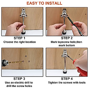 PHITUODA 2pcs 4 Inch KickDown Door Stopper, Heavy Duty Door Stop with Non-Slip Rubber Tip for Wood Concrete Tiled Carpeted Floors, Brushed Nickel