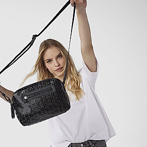 TOUS Waterproof Vinyl Combined with Patent Leather Effect Crossbody Bag for Women, 16x23x7.5 cm, Lindsay Collection