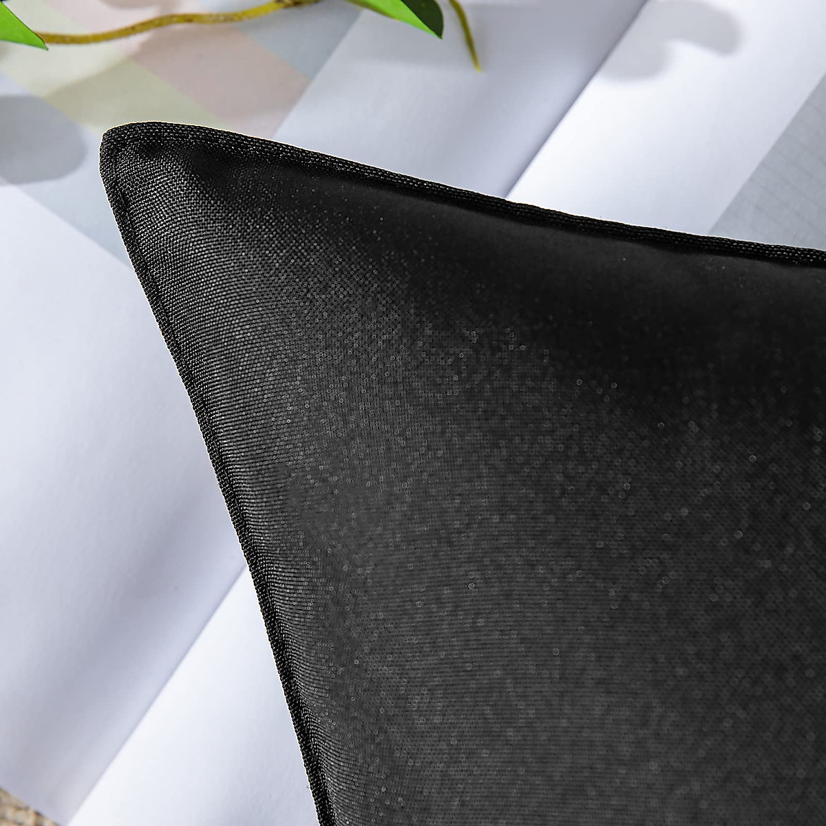 EMEMA Outdoor Waterproof Throw Pillow Covers Water Resistant Garden Chair Decorative Solid Cushion Case for Garden Couch Pet Sofa Home Decoration 20x20 Inches 50x50 cm Black, Pack of 2