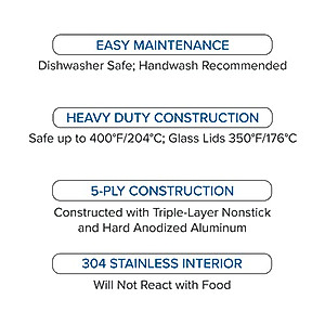 Viking Culinary Hard Anodized Nonstick Stock Pot, 8 Quart, Includes Glass Lid, Dishwasher, Oven Safe, Works on All Cooktops including Induction, Gray