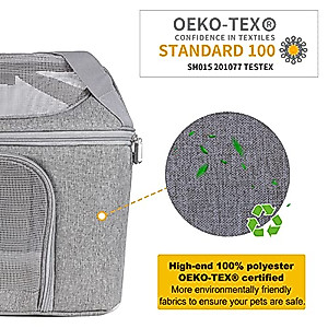 Bejibear Large Cat Carrier for 2 Cats, Oeko-TEX Certified Soft Side Pet Carrier for Cat, Small Dog, Collapsible Travel Small Carrier, TSA Airline Approved Carrier for Large Cats 20 lbs-Gray
