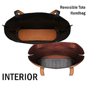 Scarleton Leather Tote Bag for Women, Womens Purses and Handbags, Reversible Tote Bags for Women, Purses for Women, H18422501, Camel/Black