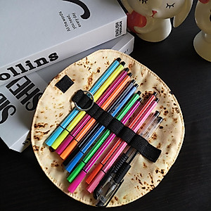 WONIU Creative Burrito Tortilla Pen Pencil Case, Funny Stationery Pen Pencil Pouch Holder Makeup Roll Up Case Bag for Makeup brush, art brush, paintbrush, pencil, pen