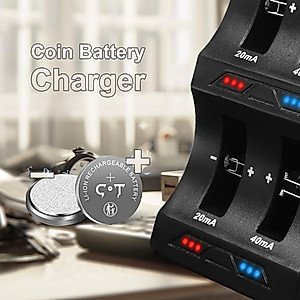 CT-ENERGY Lithium Coin Button Battery Charger for 2450 2032 2025 2016 1632 1620 Rechargeable Lithium-ion Button Batteries