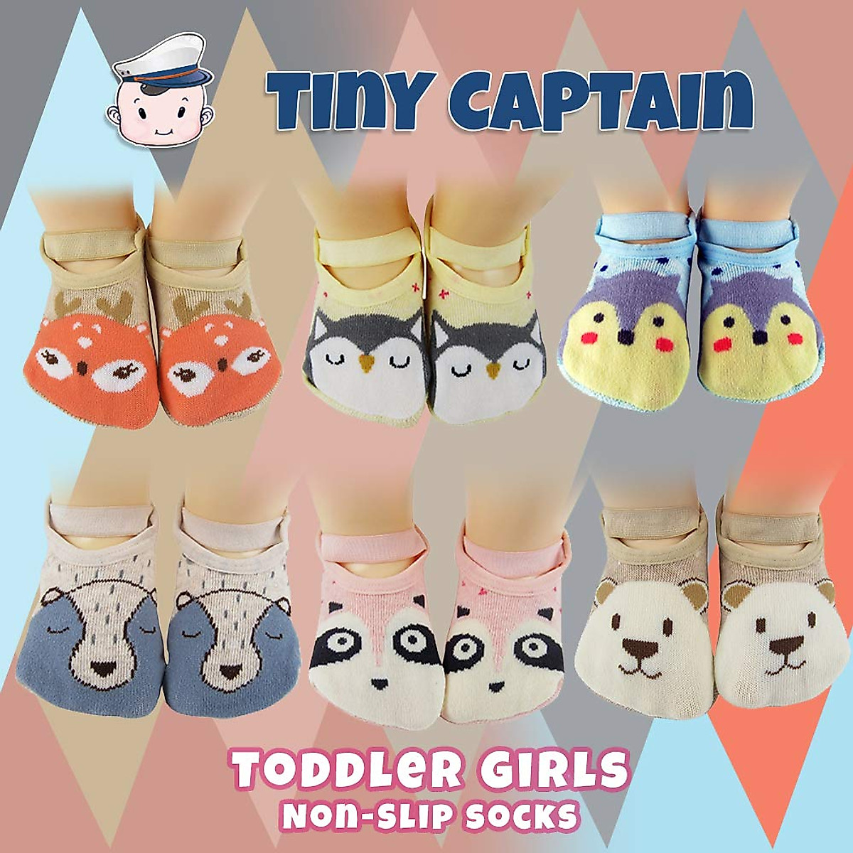 Baby Toddler Girls Grip Socks Non-Slip Gripper Socks Anti Slip Strap Socks 1-3 Year Old Gift Gripper Socks Animal Cartoon Little Girl Yoga Socks
