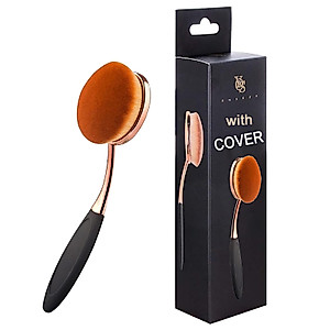 Large Rose Gold Foundation contour Round Toothbrush Dust Free Oval Makeup Brushes with Blending Sponge dustproof cover brush egg cleaner …