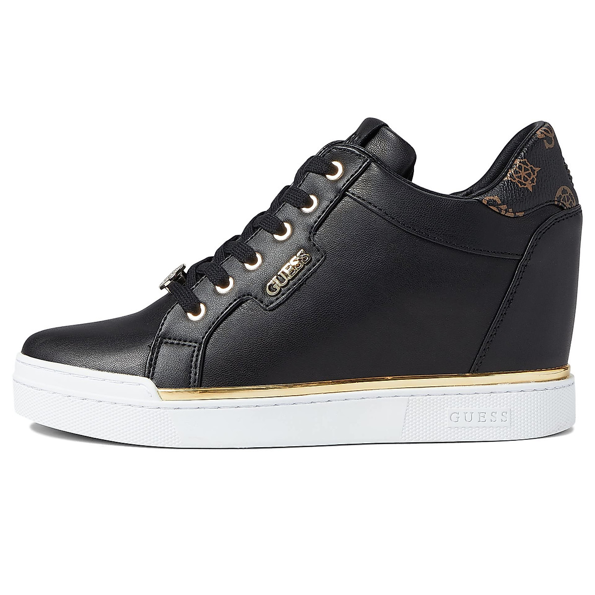 GUESS Women's Faster Sneaker, Black, 8