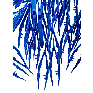 Bulk Priced Plastic Blue Forceps (Tapered Tweezers) from PrimeMed (125 Count)
