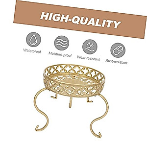 Yardwe Steel Heavy Trivet Art Stands Storage Outdoor Flowerpot Pot Bonsai Retro Flower Gold Metal Pots Shelf and Inch Base Supports Garden Round X Iron Containers Support Golden Planter