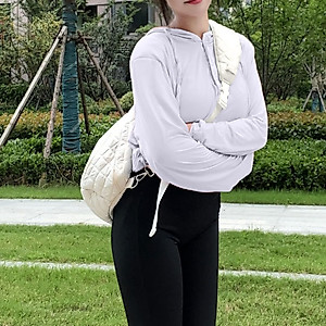 Light Beige Quilted Nylon Sling Bag for Women, Big Unisex Lightweight Everyday White Crossbody Travel Backpack with Hidden Pockets and Bottle Holder