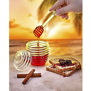 Touchstone Honey Jars with Dipper for Kitchen, Unbreakable Food Grade Acrylic Material, Honey Pot With Spoon, Tarro De Miel Con Cuchara. Honey holder, (3.5" x 5.6") (10 fl oz)