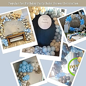 Blue Balloons Arch Garland Kit 140Pcs DIY Double-Stuffed Apricot Matte Grey Balloons for Baby Shower Wedding Birthday Party Centerpiece Background Decoration
