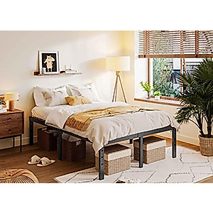 Auroral California King Bed Frame 18 Inch Tall 3 Inches Wide Wood Slats with 3500 Pounds Support for Foam Mattress/ No Box Spring Needed / Underneath Storage / Noise Free / Easy Assembly-Black