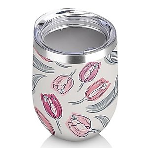 silichee 12 Oz Stainless Steel Stanley Cup with Lid Background Tulips Insulated Tumblers Vacuum Coffee Mugs for Hot and Cold Drinks,Coffee,Wine
