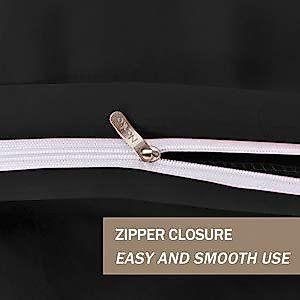 Nanko Queen Duvet Cover Set Black 3pc 90x90 Luxury Microfiber Down Comforter Quilt Bedding Cover with Deco Buttons Zip Closure Ties - Modern Style for Men and Women Chambray Teen