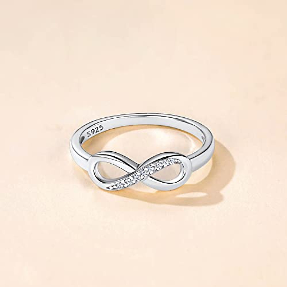 Suplight 925 Sterling Silver Cubic Zirconia Infinity Ring for Women Size 7