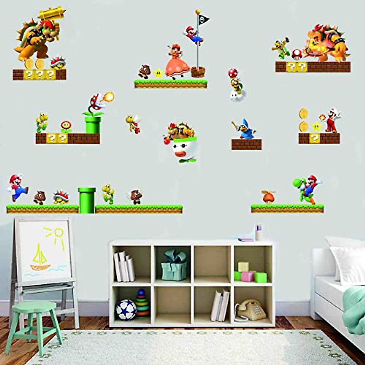 Brothers Wall Decals Build Scene Wall Stickers Peel and Stick Video Game Wall Art Decor Decals for Kids Boys Room Nursery Living Room and Door