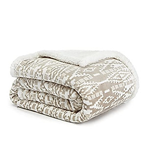 Eddie Bauer Ultra-Plush Collection Throw Blanket-Reversible Sherpa Fleece Cover, Soft & Cozy, Perfect for Bed or Couch, San Juan Oyster