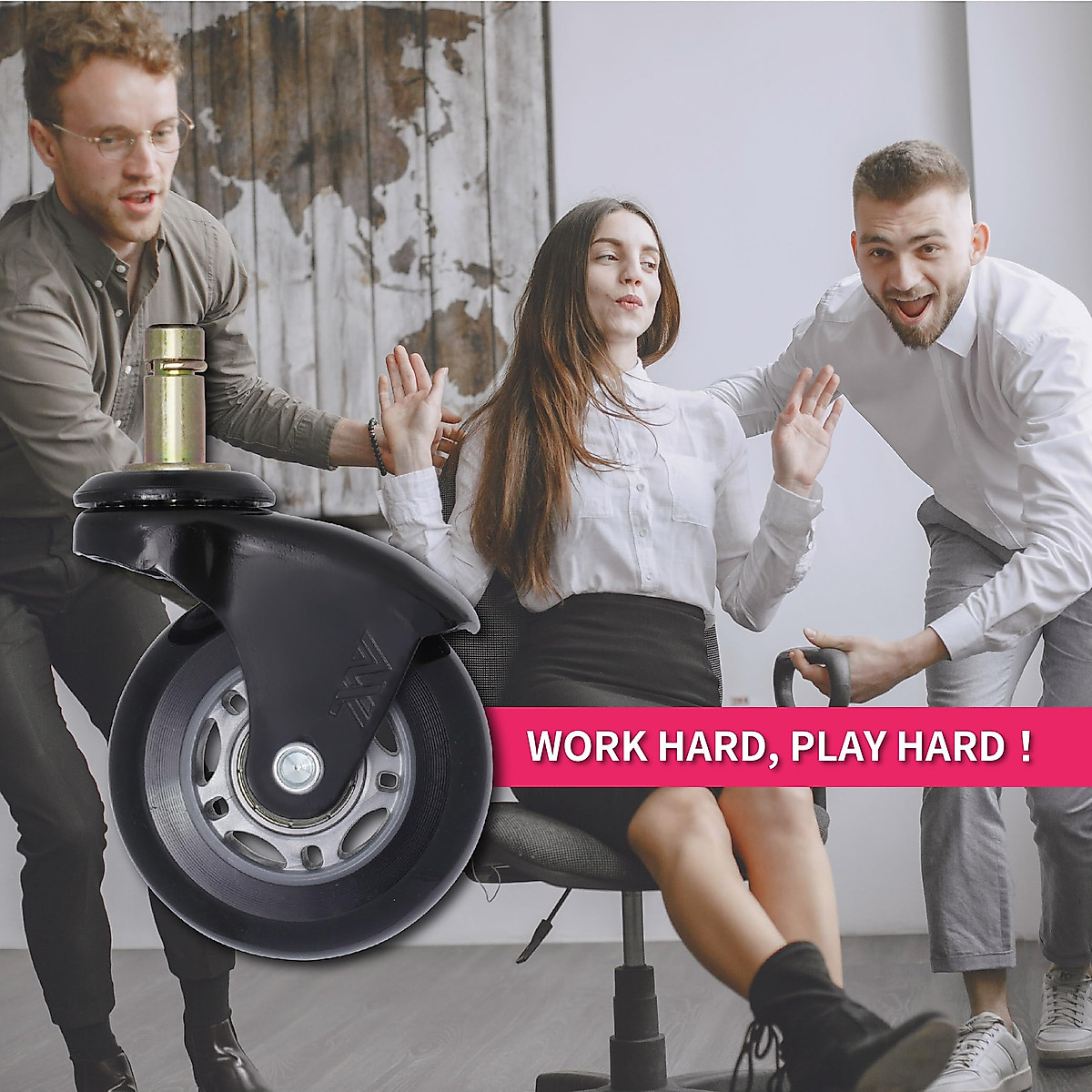 2.5 inch IKEA Office Chair Caster Wheel Replacement for Roller-Blade Wheels Heavy Duty Casters for Hardwood Floors Safe (Stem Size10mm x 22mm) (2.5 inch Black, Grey/Black)