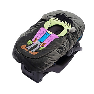 Car Seat Cuties, Baby Car Seat Cover, Stretchy Universal Fit Infant Car Seat Carrier Cover for Baby Boys and Girls, Soft & Warm Baby Blanket Style Car Seat Cover, Infant Costume (Frankenstein)