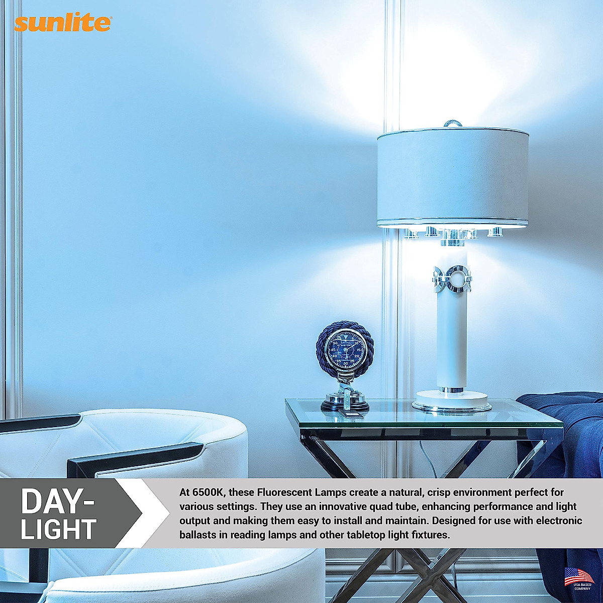 Sunlite FML27/65K/2PK Quad Tube Plug-in Compact Fluorescent Lamp, FML 4-Pin, 27 Watts, 1500 Lumens, 6500K Daylight, 4-Pin (GX10q4) Base, 120 Volts, 2 Pack