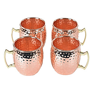 RV Hammered Copper Moscow Mule Mug with Brass Handle, 18oz