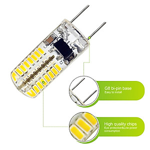 ZEEFO G8 LED Bulbs, Dimmable 110V-130V 3W Warm White 3000K, 64 X 3014 SMD Energy Saving Light Bulbs (20W-25W Halogen G8 Led Bulb Equivalent) for Light Fitting, Under Counter Kitchen Lighting (6 Pack)