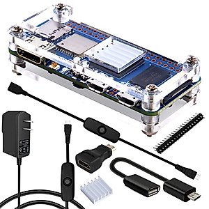 GeeekPi Banana Pi BPI-M2 Zero with Allwinner H3 CPU with 512M RAM Onboard WiFi & Bluetooth, with Acrylic Case, Heatsink, HDMI Adapter, OTG Cable, Header, 5V 2.5A Power Supply for Banana Pi M2 Zero