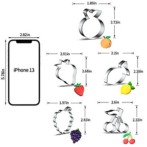 CookDaoMo Fruit Shapes Cookie Cutters Set of 10 Pcs, Stainless Steel Cookie Cutters Molds Banana, Pineapple, Apple, Pear, Peach, Orange, Strawberry, Lemon, Grape, Cherry Pattern Cookie Cutters