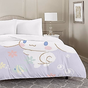 Qinar Cinnamoroll Bedding Twin Size Kawaii Cartoon Puppy Super Soft Comforter Set for Kids Adult Microfiber Duvet Cover with Pillowcase Girls Teen Bedroom Bed Set