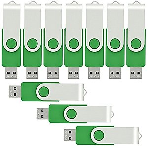 VICFUN 10 Pack 2GB USB Flash Drives 2GB USB 2.0 Memory Stick-Green