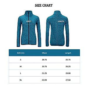 Dolcevida Womens Fleece Jacket Long Sleeve Sweater Fleece Zip Up Speckled Jacket with Pockets (Blue Steel Mix, M)