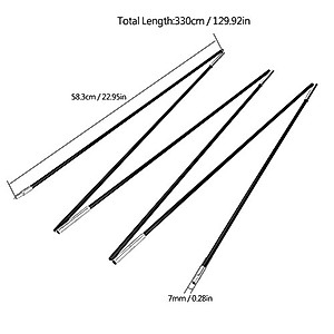 Dilwe Camping Tent Pole, Folding 6 Sections Fibreglass Tent Pole Support Tent Tarp Awning Frames Replacement Sun Rain Shelter for Hiking Camping