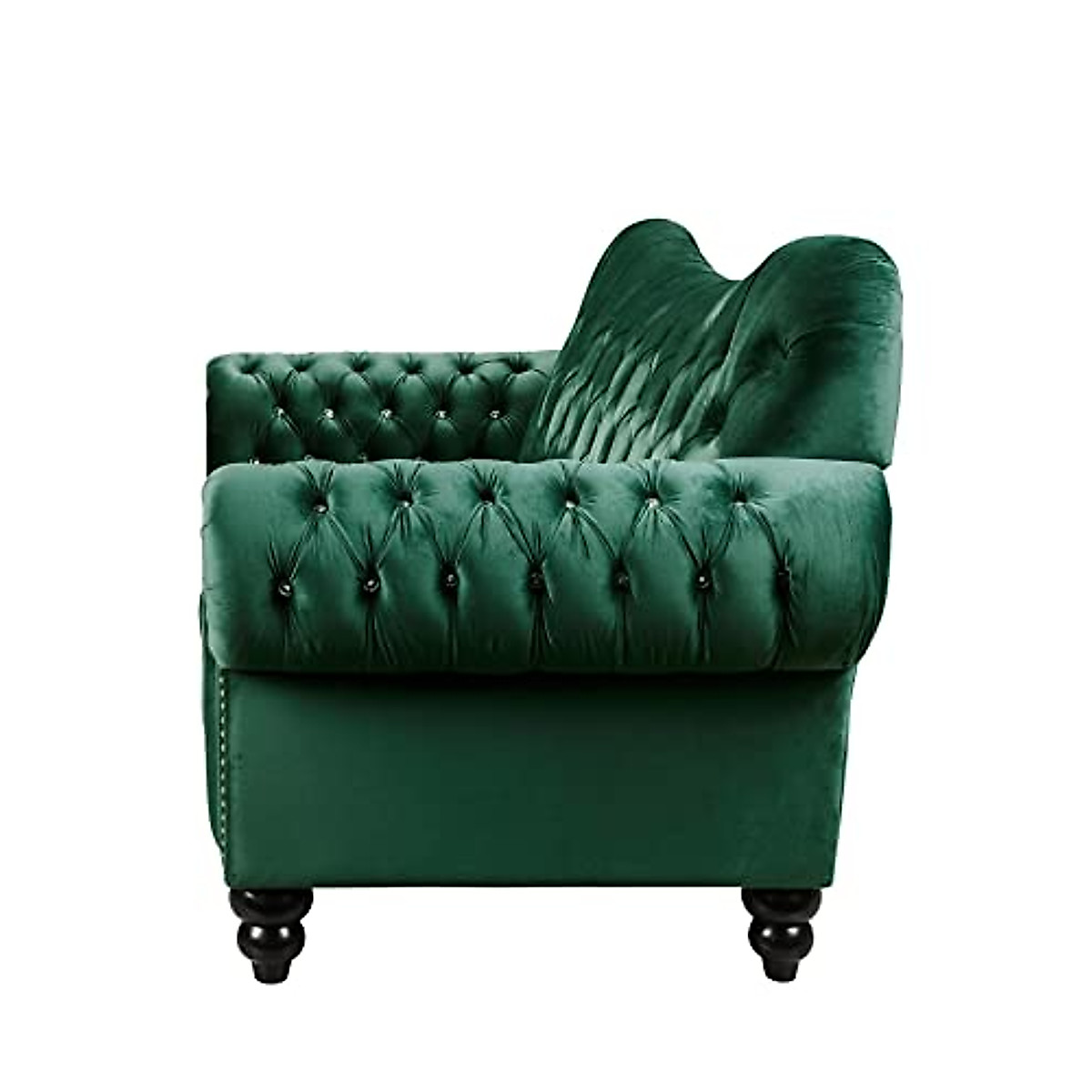 ICE ARMOR 2Pc Living Room Set Loveseat in Green Velvet Sofas